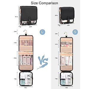 Relavel Travel Toiletry Bag for women with Detachable TSA Approved Toiletry Bag, Compact Hanging toiletry bag with Small Carry On 3-1-1 Clear Waterproof Travel Bags for Toiletries (M Black, A Small)