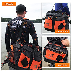 KastKing Fishing Gear & Tackle Bags - Saltwater Resistant Fishing Bags - Fishing Tackle Storage Bags,Medium-Hoss(Without Trays,15x11x10.25 Inches),Orange