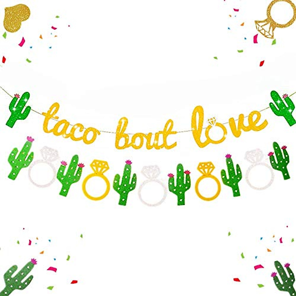 JeVenis Set of 2 Taco Bout Love Banner Taco Party Decoration Taco Banner Fiesta Decor for Fiesta Engagement Party Bachelorette Party or Wedding Shower Banner