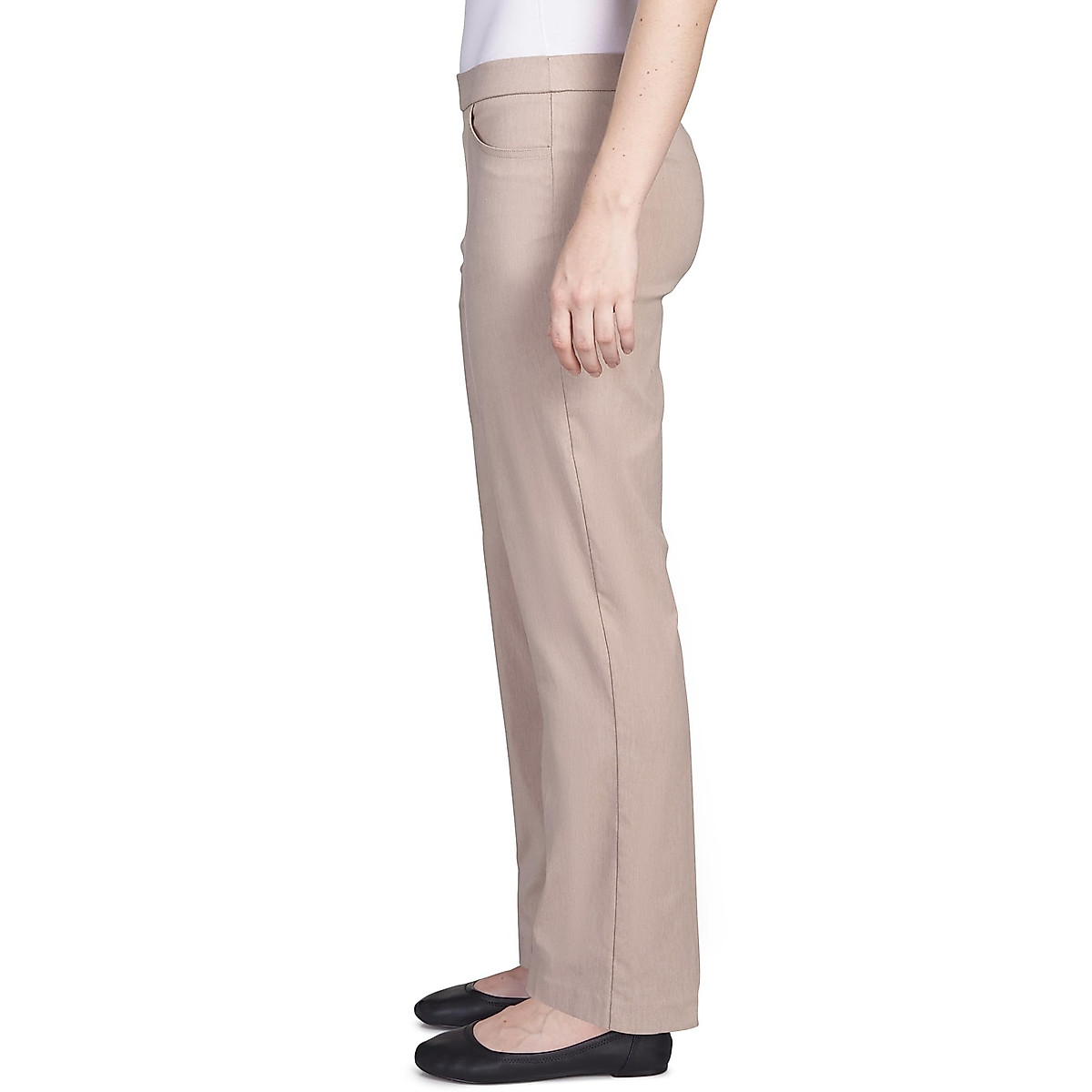 Alfred Dunner Womens Petite Classic Allure Fit Proportioned Pant with Elastic Comfort Waistband, Tan, 8P