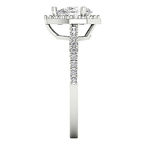 0.8 Ct Brilliant Pear Cut Clear Simulated Diamond 14K White Gold Halo Solitaire with Accents Statement Ring Size 7