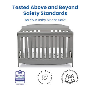 Delta Children Westminster 6-in-1 Convertible Baby Crib, Grey + Serta Perfect Slumber Dual Sided Recycled Fiber Core Crib and Toddler Mattress (Bundle)