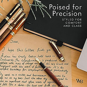 Wordsworth & Black's Fountain Pen,Luxury Bamboo Wood - Medium Nib, Includes 6 Ink Cartridges, Ink Refill Converter -Journaling, Calligraphy, Drawing, Smooth Writing [Maple Wood),1 Count (Pack of 1)