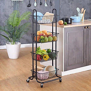 4 Tier Basket Shelf with Wheels