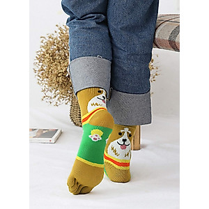 ZAKASA Womens Funny Toe Sock Cotton Five Finger Running Ankle Novelty Socks (Animal cat, US shoe 6-9)