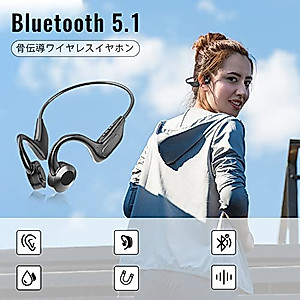 Yunnyp Wireless Bone Conduction Headphones, Ear Bluetooth Sport Headphones BT5. 1 Stereo Sports Earphone with Microphone Support TF Card