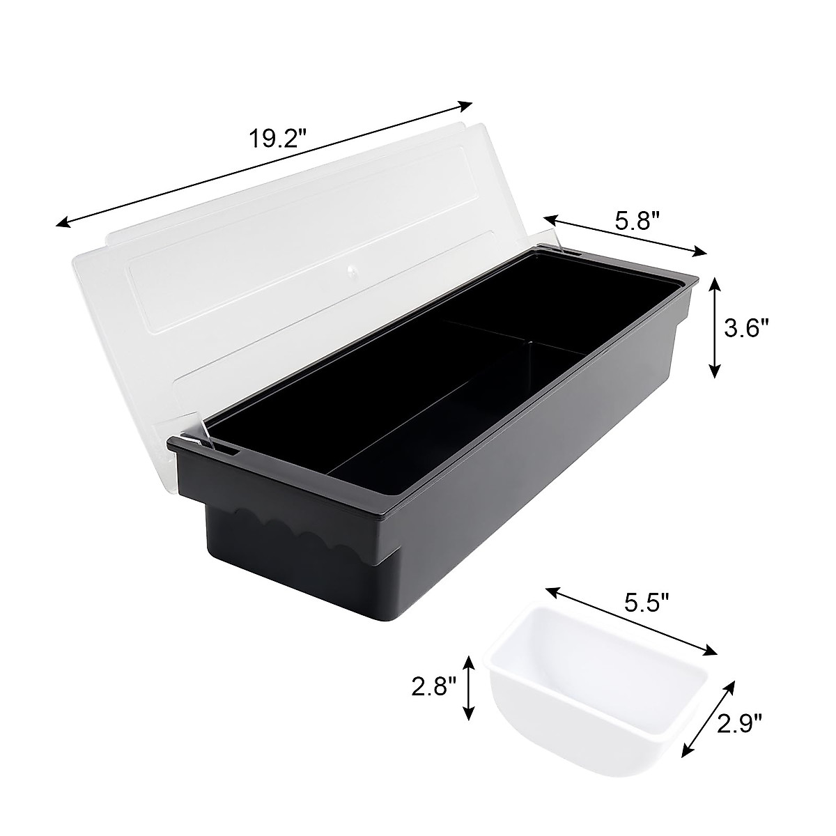 AJinTeby Condiment Caddy with Lid, Ice Chilled 6 Trays Topping Containers of Fruit Veggie, Plastic Storage Food Containers for Bartending and Restaurant Supplies