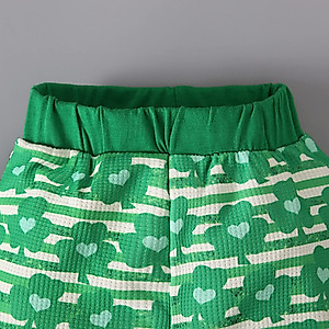 Toddler Girl St Patricks Day Outfits Shamrock Saint Patrick's Day Ruffle Dress Top T-Shirt+Clover Flared Pants Clothes Set (St Patrick, 3-4T)