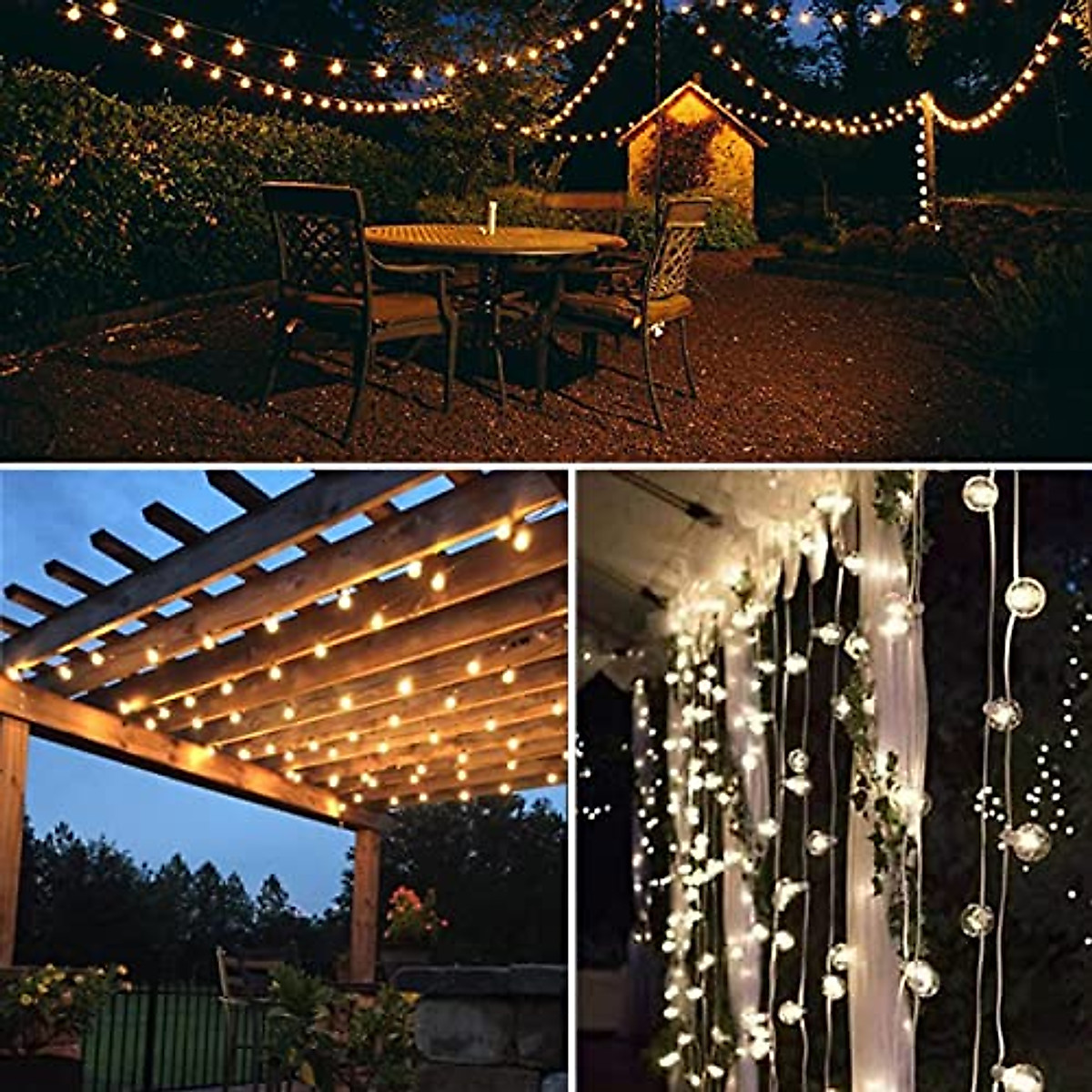 CHYParty Outdoor String Lights, 25Ft G40 Globe Patio Lights, 27 Waterproof Clear Glass Bulbs, Indoor Outside Balcony Apartment Backyard Porch Christmas Party Decor