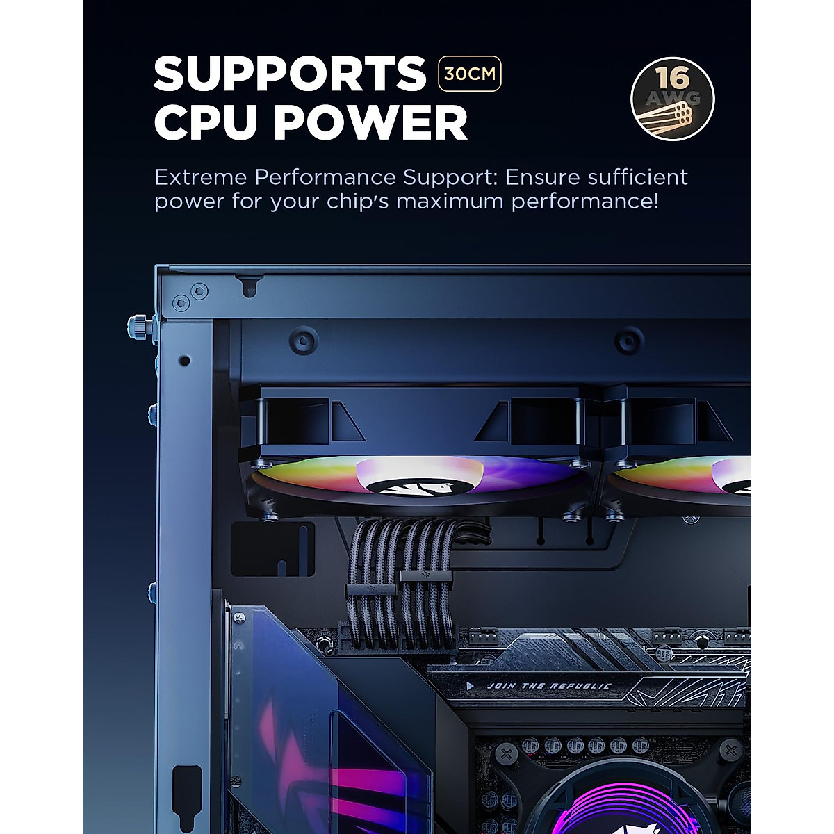 ASIAHORSE 16AWG PSU Cable Extension Power Cords, Customized Power Supply Mod Sleeve Extension Cable, ATX/EPS/8-pin PCI-E/6-pin PCI-E for PSU Cable