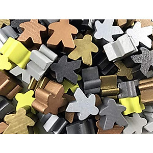 Apostrophe Games Multi-Color Wooden Board Game Accessories - Board Game Tokens, Player Pieces, Creative Projects (80 Metallic Meeples)