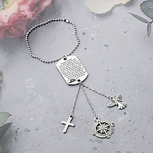 WSNANG Guardian Angel Car Pendant Trucker's Prayer Car Rear View Mirror Hanging Ornament Protection Gift Trucker Husband Gift (Trucker Prayer Car Charm)