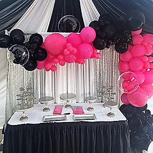 Black and Hot Pink Balloons Garland Arch Kit Rose Pink And Black Balloons 5+12+18 With Bobo Balloons For Princess Party Baby Girl Shower Decorations Bachelorette Party Birthday Decorations