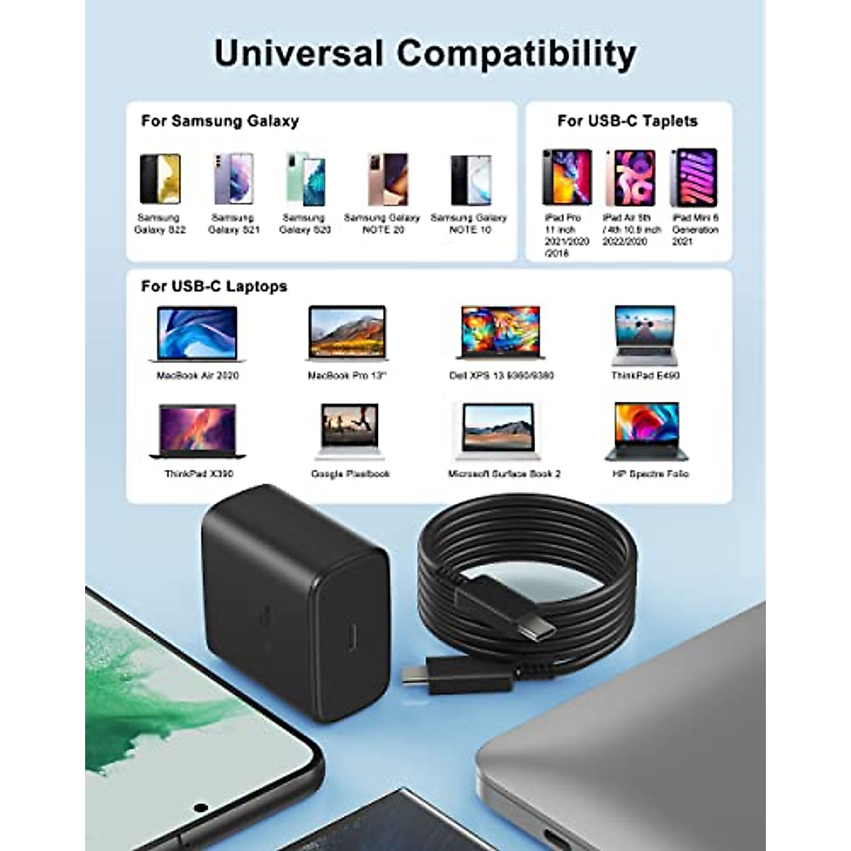 USB C Wall Charger,45W Super Fast Charger and 5FT Type C Charger Cable Fast Charging for Samsung Galaxy S22/S22 Ultra/S22+/S21/S21Ultra/S21+/S20/S20Ultra/Note20/Note 20Ultra/Note10+/iPad Pro12.9/11