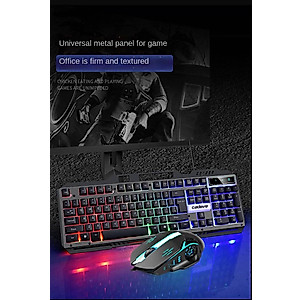 NC Backlit RGB Keyboard and Mouse Combination, Adjustable Breathing Light, Wired Gaming Keyboard, Wrist Rest Keyboard, Adjustable DPI Gaming Mouse, Suitable for Mac, PC and Laptop Gamers (Black)