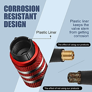 Tire Valve Stem Cap Cover - (5 Pack) Tire Air Caps Metal with Plastic Liner Corrosion Resistant Leak-Proof for Car Truck Motorcycle SUV and Bike Red