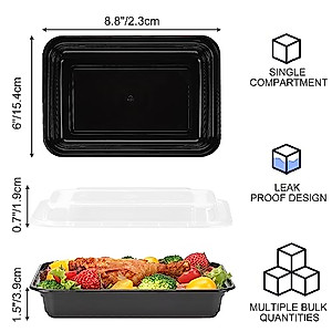 Moretoes 15 Pack 28Oz Meal Prep Containers Reusable, Disposable Food Storage, Plastic Containers for Lunch-Microwave, Freezer, Dishwasher Safe