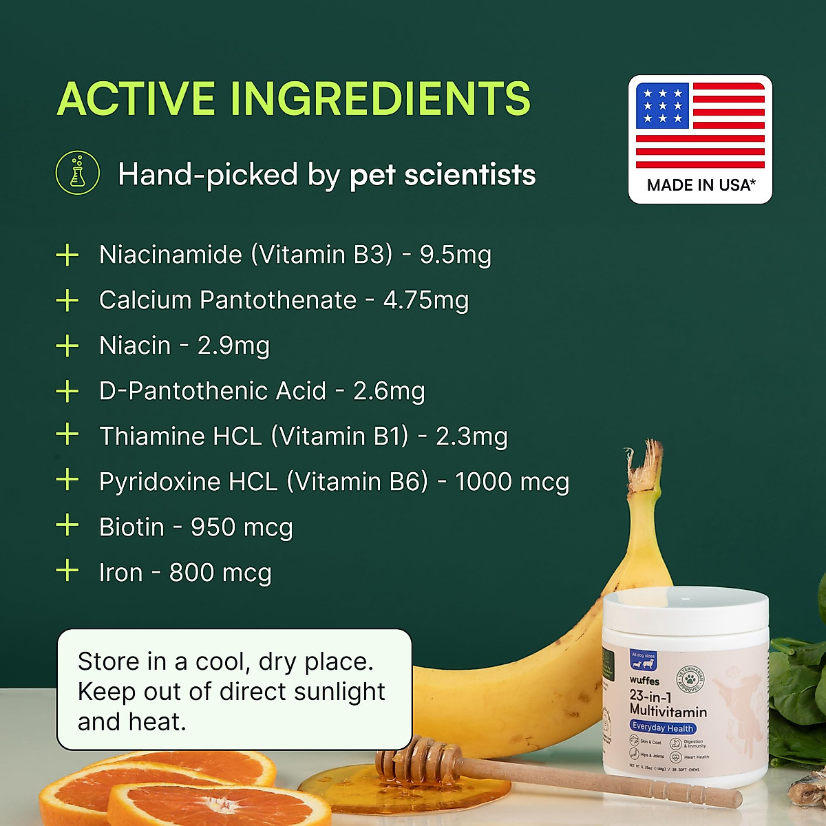 Wuffes 23-in-1 Chewable Dog Multivitamin&Supplements - Dog Multivitamin for Small&Large Breed - Pet Vitamins and Minerals for Coat, Heart, Hips&Joints, Digestion&Immune System, 30 Soft Chews (23-in-1)