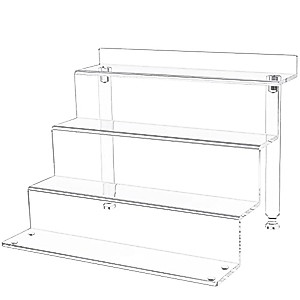 NIUBEE Acrylic Riser Display Shelf, Clear Display Stand for Amiibo Funko POP Figures,4 Tier Cupcakes Stand Perfume Organizer and Storage (Large)