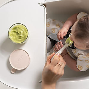 BEABA Toddler’s Self Feeding Silicone Spoons, Toddler Spoons, Baby Essentials, Baby Must Haves, 4 Pack, (Drizzle)