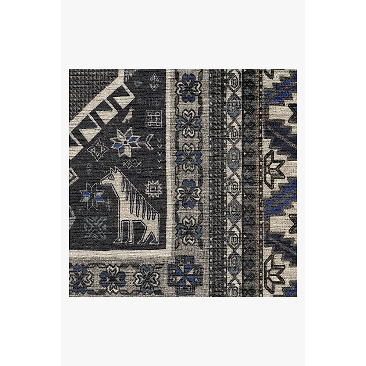 RUGGABLE Zareen Washable Rug - Perfect Boho Area Rug for Living Room Bedroom Kitchen - Pet & Child Friendly - Stain & Water Resistant - Steel Blue 9'x12' (Cushioned Pad)