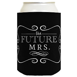 Bridal Shower Gifts Future Mr & Mrs Wedding Gift 2 Pack Can Coolie Drink Coolers Coolies Black