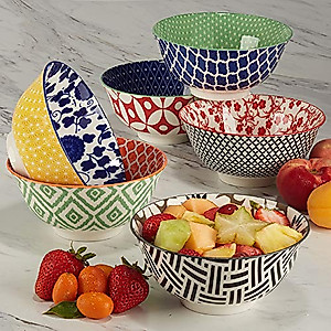 Certified International Soho Individual Porcelain Bowls, Set of 6, Multicolor