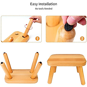 KVIPY Wood Stool Step, Solid Hard Seat Stool with Non-Slip Feet, 10 Inch Doorway Shoe Changing Stool for Bathroom, Living Room, Bedroom, Laundry Room, Garden