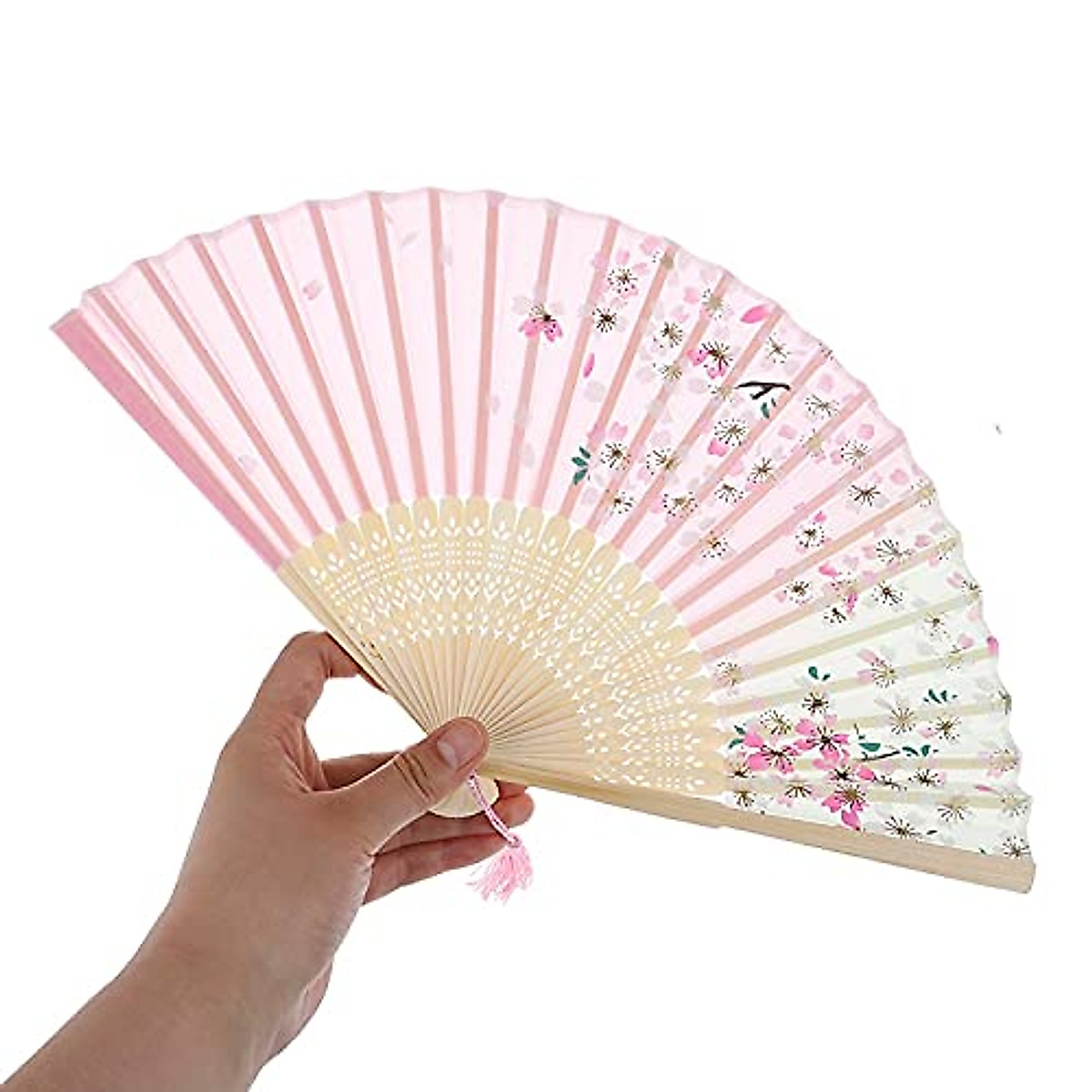 Handmade Folding Fan Vintage Bamboo Folding Hand Held Flower Fan Chinese Dance Party Solid Fan for Party Hand Bamboo Flower Hand Fans Personalized Handheld Fan