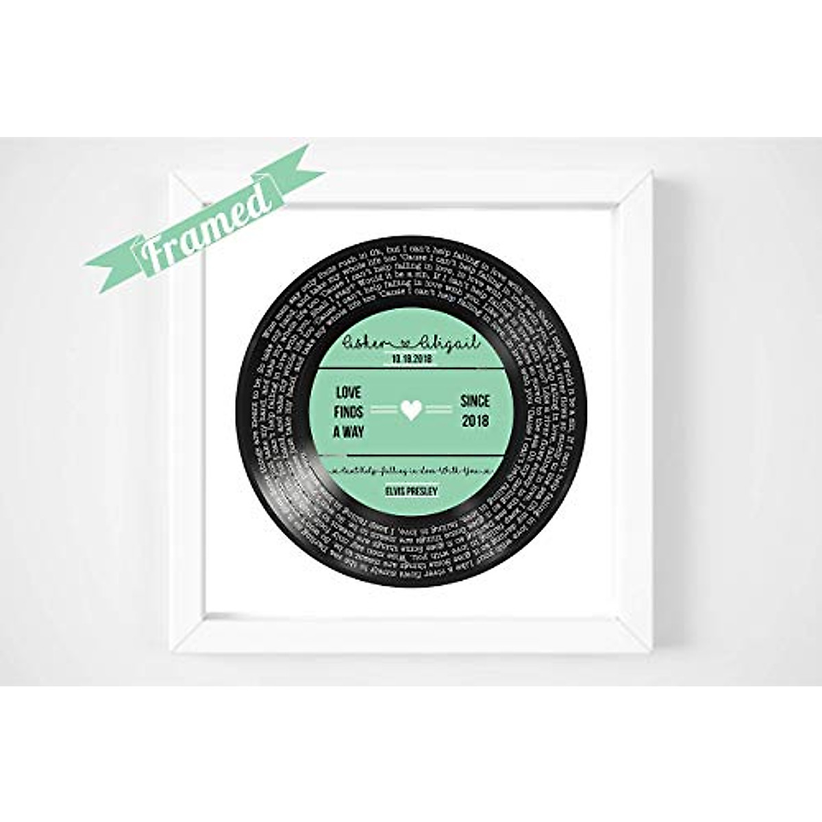 Personalized Record Print Personalized Vinyl Record Song Lyrics Frame Our Song Custom Song Lyrics Framed Print Anniversary Gift for Him
