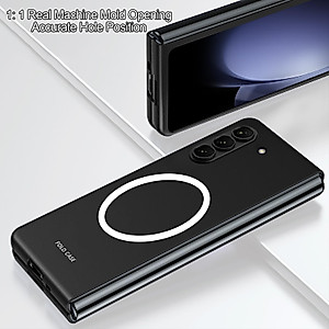 Magnetic Case for Samsung Z Fold 5, Compatible with Magsafe Z Fold 5 Case Built-in Screen Protector, Support Wireless Charger Anti-Scratch Shockproof Slim Case for Samsung Galaxy Z Fold 5 2023 (Black)