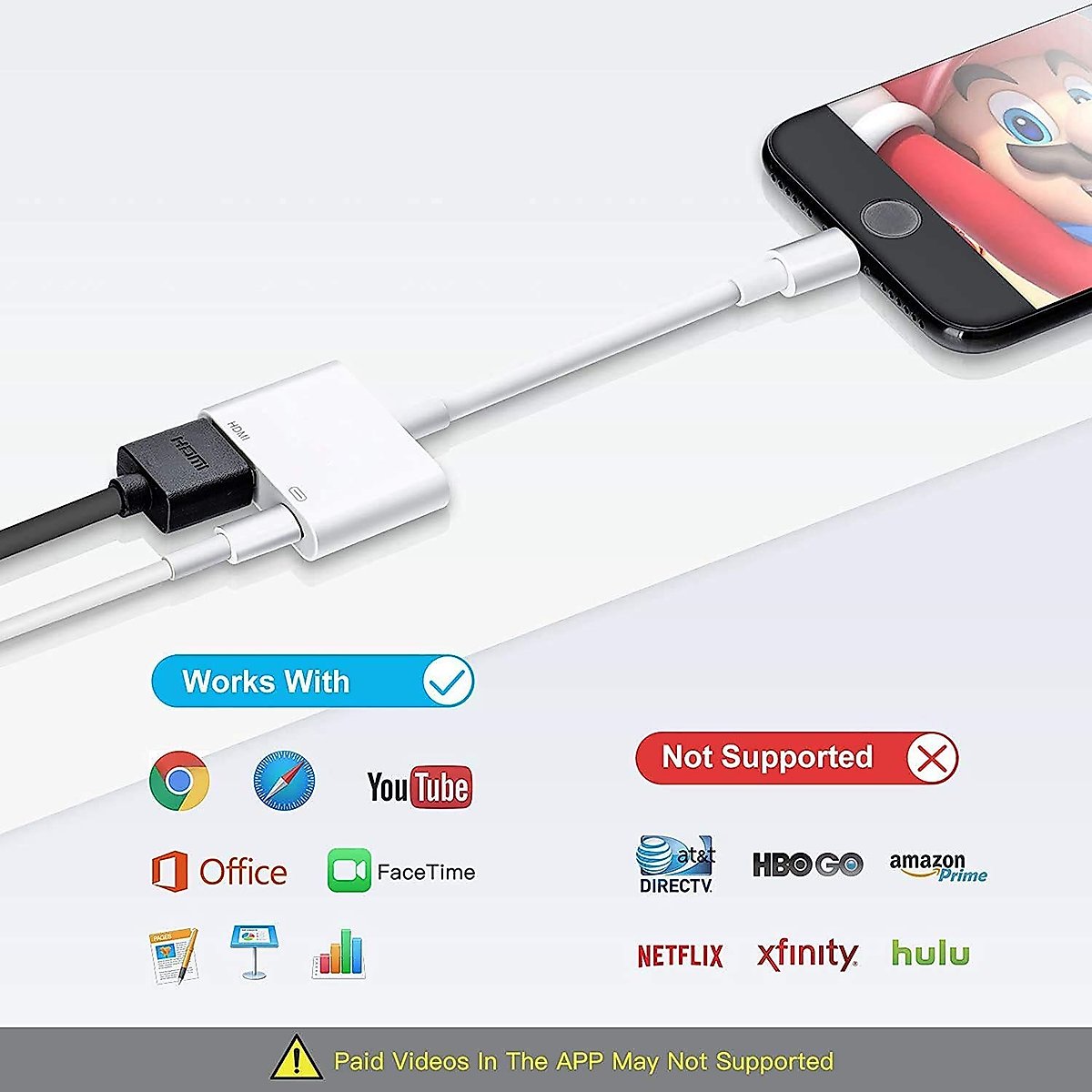[Apple MFi Certified] Lightning to HDMI Adapter for iPhone 1080P HDMI Digital AV Adapter Sync Screen Connector with Charging Port Support for iPhone 11 XS XR X 8 7 iPad iPod on HD TV Monitor Projector