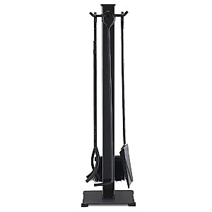 Tangkula 5 Pieces Fireplace Tools, Modern Contemporary Chimney Fireplaces Hearth Accessories,Includes Wrought Iron Tong Poker Base Shovel Brush, Indoor Outdoor Tools for Fireplace Black