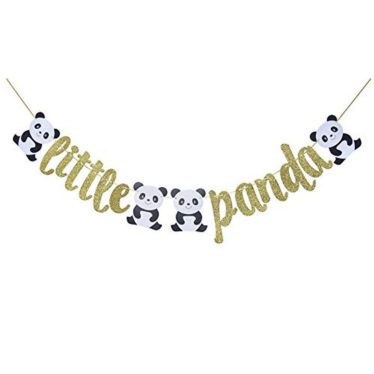 Little Panda Banner Sign Garland for Baby Shower Birthday Party Decor Zoo or Safari Theme Party Photo Prop Backdrop (Gold)