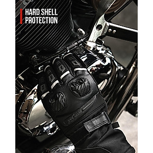 Winter Motorcycle Gloves Waterproof Windproof Warmth-Preserving Protective Gloves for Men and Women’s Cold Weather Riding (Black-regular, L)