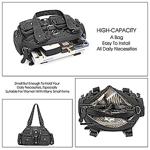 Angel Kiss Hobo Crossbody Purses for Women Shoulder Bag Multipocket Soft Hobo Purses Removable Strap Leather Handbags