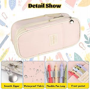 KISREL Pencil Case, Large Zipper Pencil Pouch, Big Capacity Pencil Case with Compartments，Cute Pencil Pouch for Kids, Teenagers, Boys, Girls, Adults (Pink)