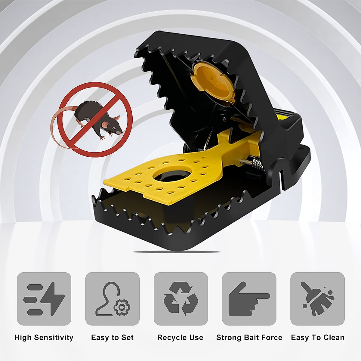 Mouse Traps, 4 Pack Rat Traps Home Indoor Powerful Steel Spring, Effective Mice Catcher for Rats, Chipmunks, Mice, Easy to Bait & Setup, Instant Kill Results,Reusable Large Rats Catcher