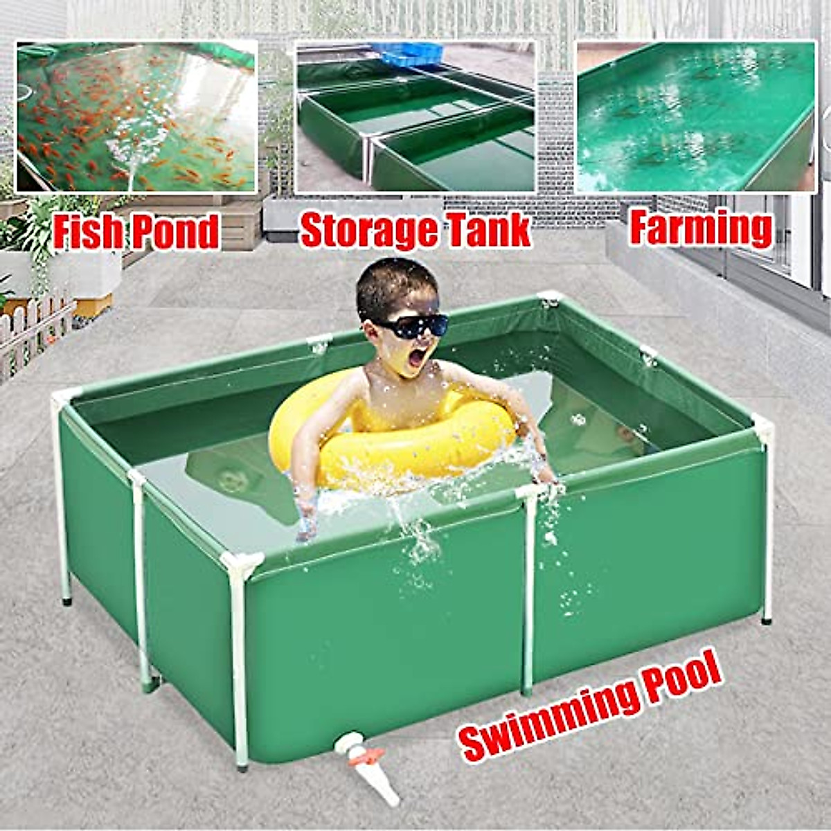Rectangle Pool Above Ground for Garden, Backyard Family Lap Pool/ Kiddie Swimming Pools, Rectangular Pool Above Ground Hard Side, 1 2 3 4 5 6 7 8 9 10 Ft Albercas Para Adultos ( Size : 3x1.5x0.7m(9.8x