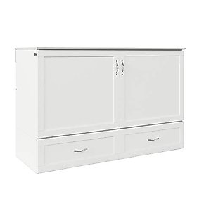 AFI Hamilton Murphy Bed Chest with Charging Station, Queen, White