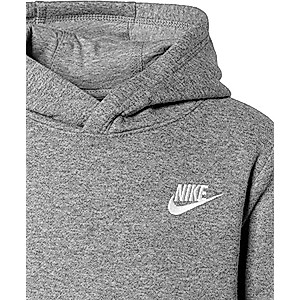 Nike Boy's Club Fleece Pullover Hoodie (Little Kids) Carbon Heather 4 Little Kids