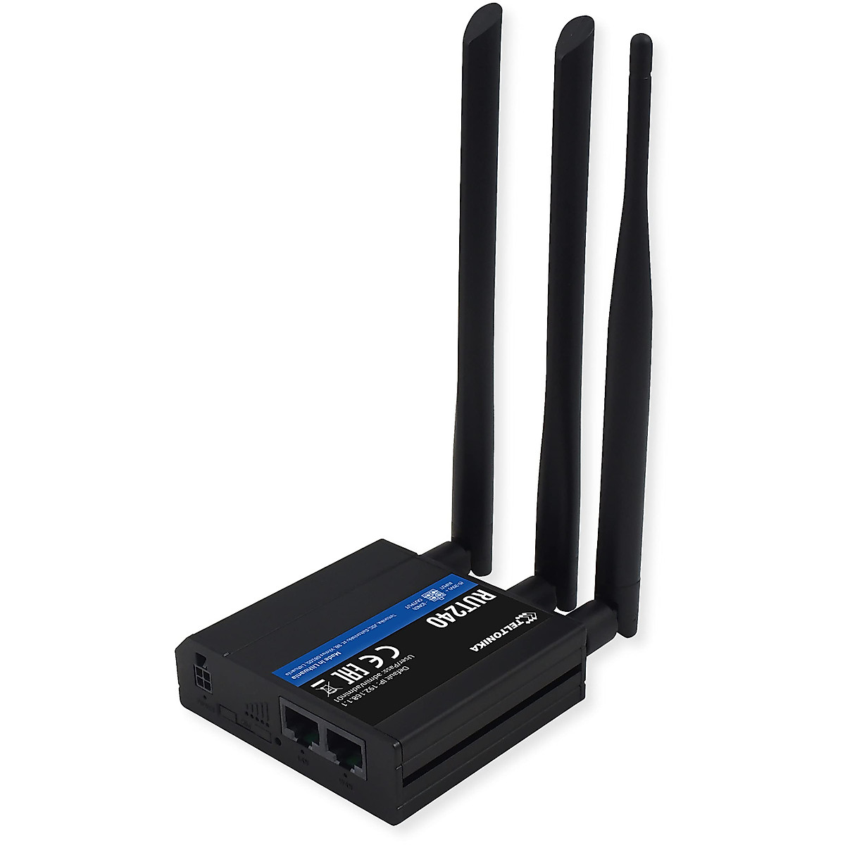 Teltonika RUT2400AU000 Model RUT240 Industrial Cellular Router, Black; for use with All US Carriers (ATT, T-Mobile, Bell, and Verizon); 4G, 3G and 2G Frequencies; WiFi; WAN and LAN Ports