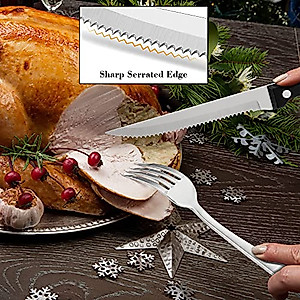 48-Piece Silverware Set with Steak Knife for 8, E-far Stainless Steel Flatware Cutlery Set for Home Kitchen Restaurant, Modern Square Tableware Eating Utensils Set, Mirror Finish, Dishwasher Safe