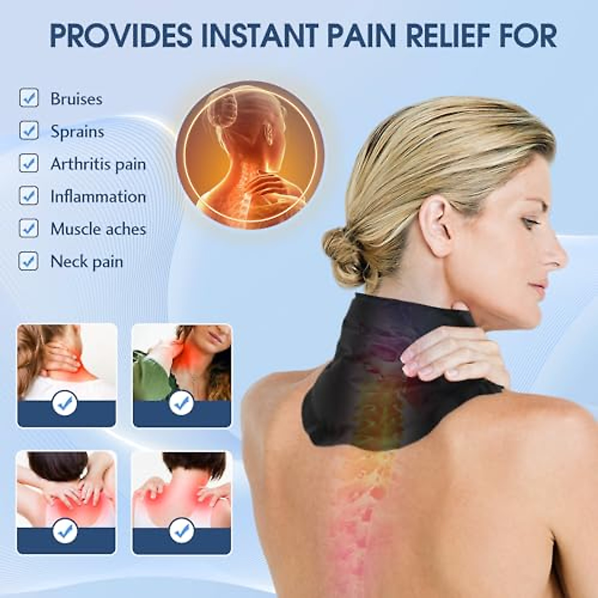 PRFCTLIFE Neck Ice Pack Wrap for Pain Relief, Cervical Ice Pack for Neck and Shoulders for Injuries, Swelling, Neck Stiffness, Sprains, and Cervical Surgery Recovery