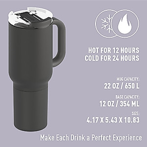ASOBU DUPLEX 2-in-1 Travel Mug and Beer Can Holder Enjoy hot and cold drinks simultaneously -22 oz Hot Coffee or Tea Tumbler with Attached 12 oz Cold Can Holder for Beer or Soda, Black