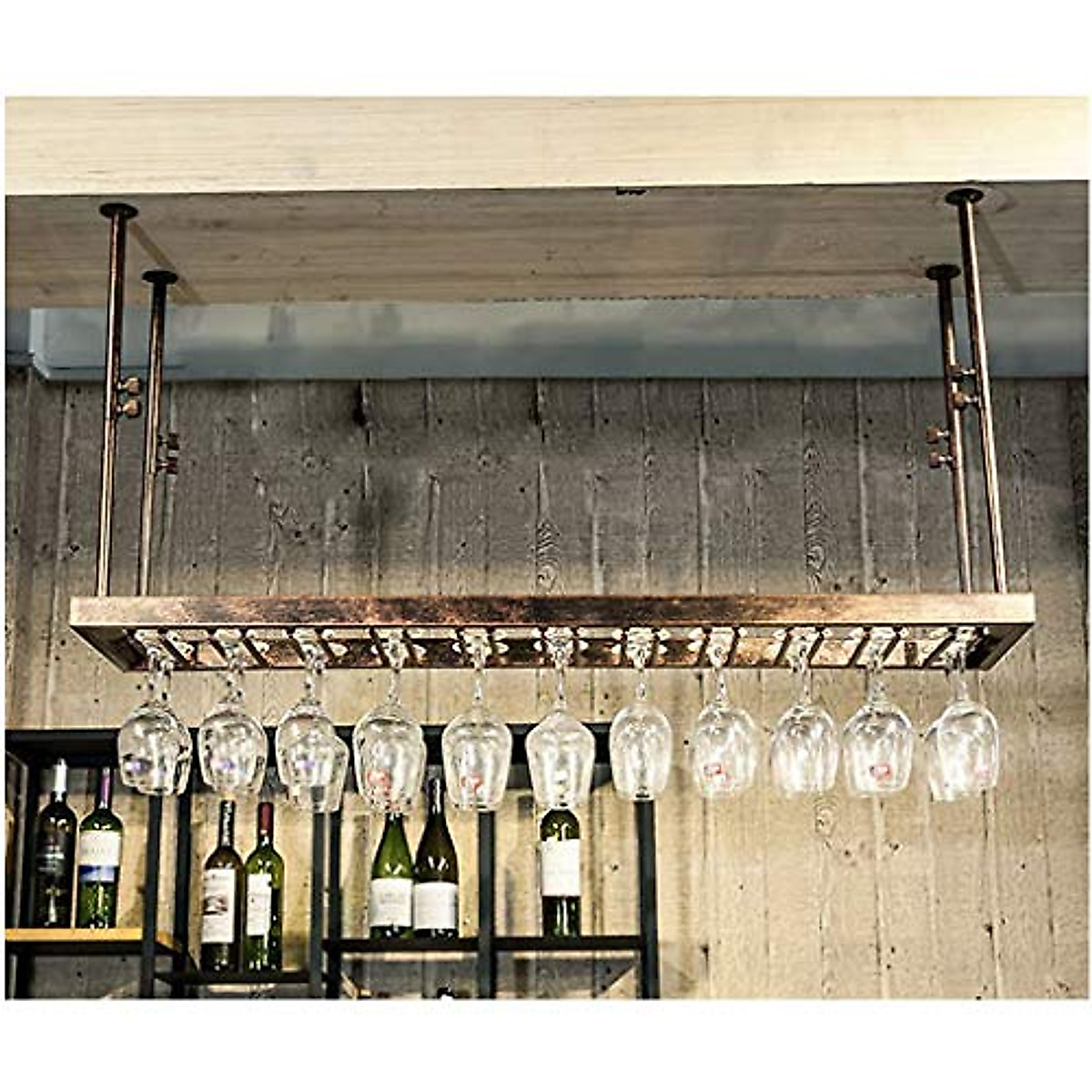 Stylish Simplicity Industrial Retro Stylish Simplicity Down Wine Rack Metal Creative Display Wine Glass Holder Household Goblet Holder Adjustable Height Restaurant Kitchen Bar Floating Wine Rack (Br