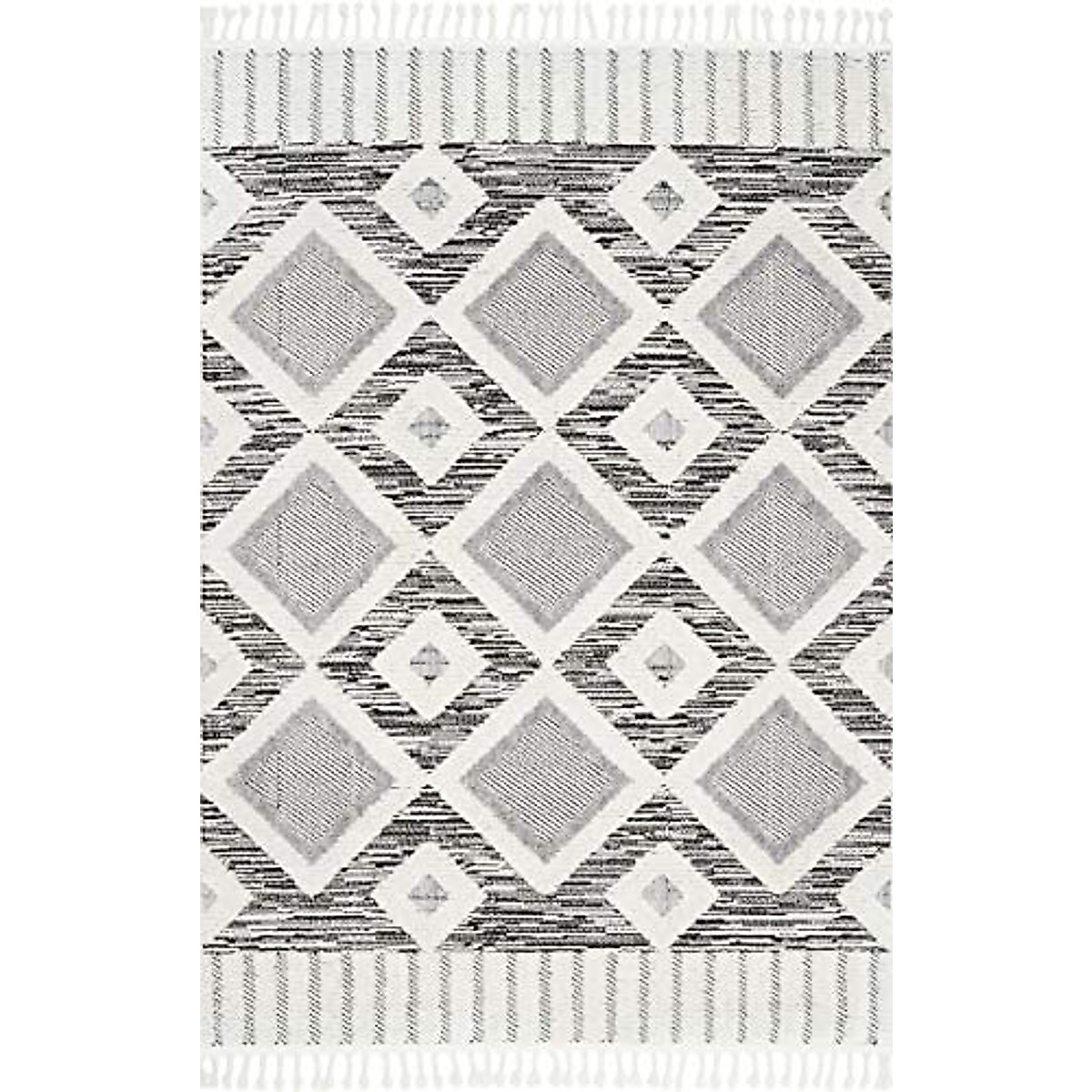 nuLOOM Theola Geometric High-Low Shag Area Rug, 3' x 5', Grey
