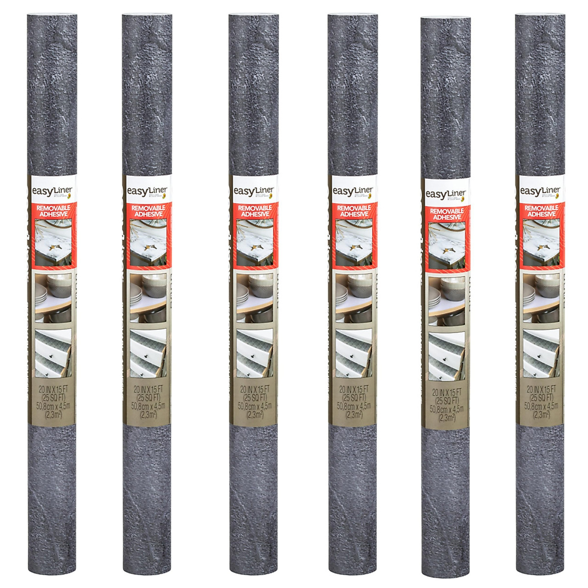 Duck Brand EasyLiner Adhesive Surfaces Shelf Liner, Soapstone, 6 Pack, 20 in. x 15 ft. (287751)