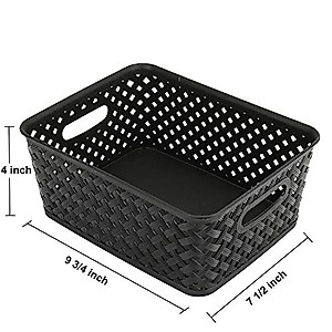 Bekith 9 Pack Plastic Storage Basket, Organizer Tote Bin for Closet Organization, De-Clutter, Accessories, Toys, Cleaning Products and More