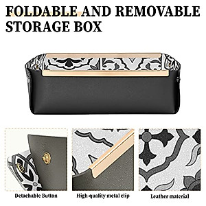 Retro Mandala Flowers, Islam, Arabic, Indian, Ottoman Tribal Ethnic Leather Desk Storage Box Organizer Tray for Office Home Keys Cell Phones Jewelry Watch Coins Wallets Cosmetics